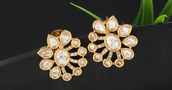 Traditional Worked Real Kundan Studs Embellished With Kundan Work