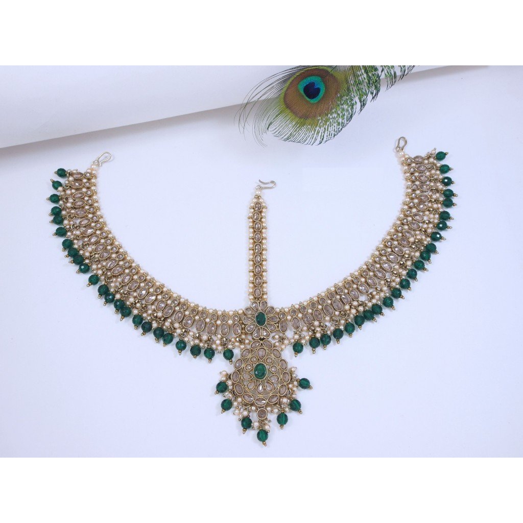 Traditional Worked Polki Mathapati Embellished With Crystal Ad Work